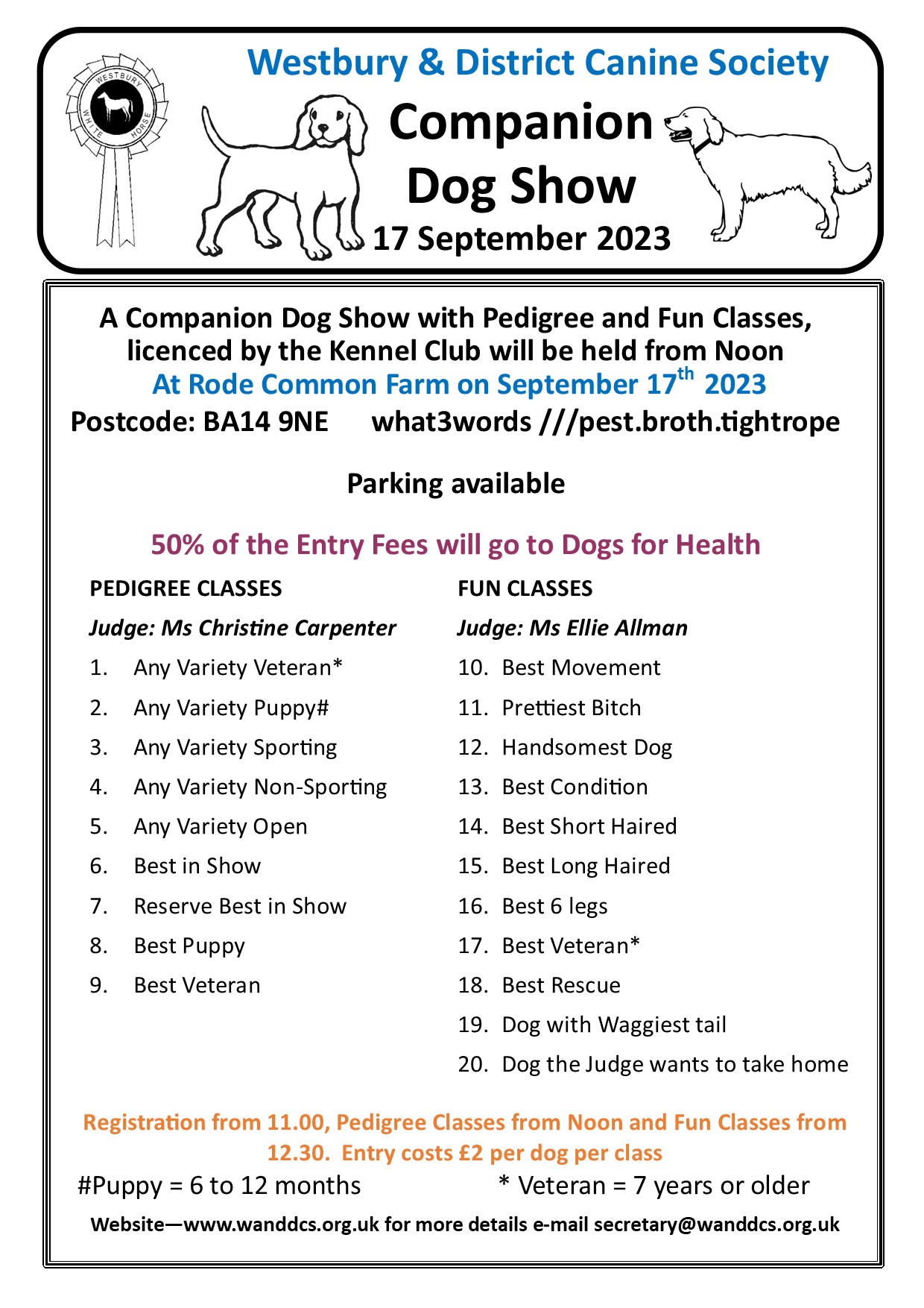 Companion Show supporting Dogs for health – Westbury and District ...